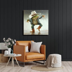 Frog Dancing in Rain Art, Canvas or Poster, Unique Wall Decor, Frog ...