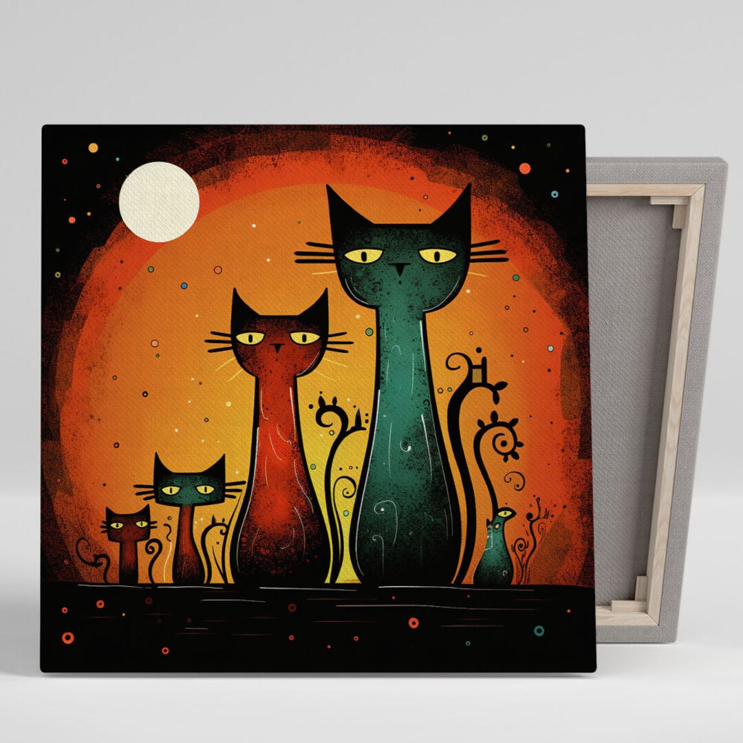 Abstract Cats Wall Art, Canvas or Poster, Cat-inspired Decor, Modern ...