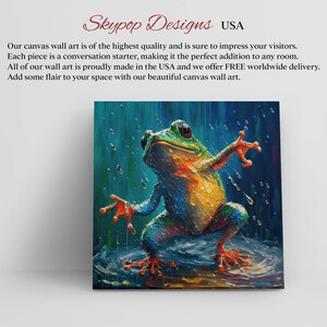 Frog Dancing in the Rain Wall Art, Canvas or Poster, Frog Art, Animal ...
