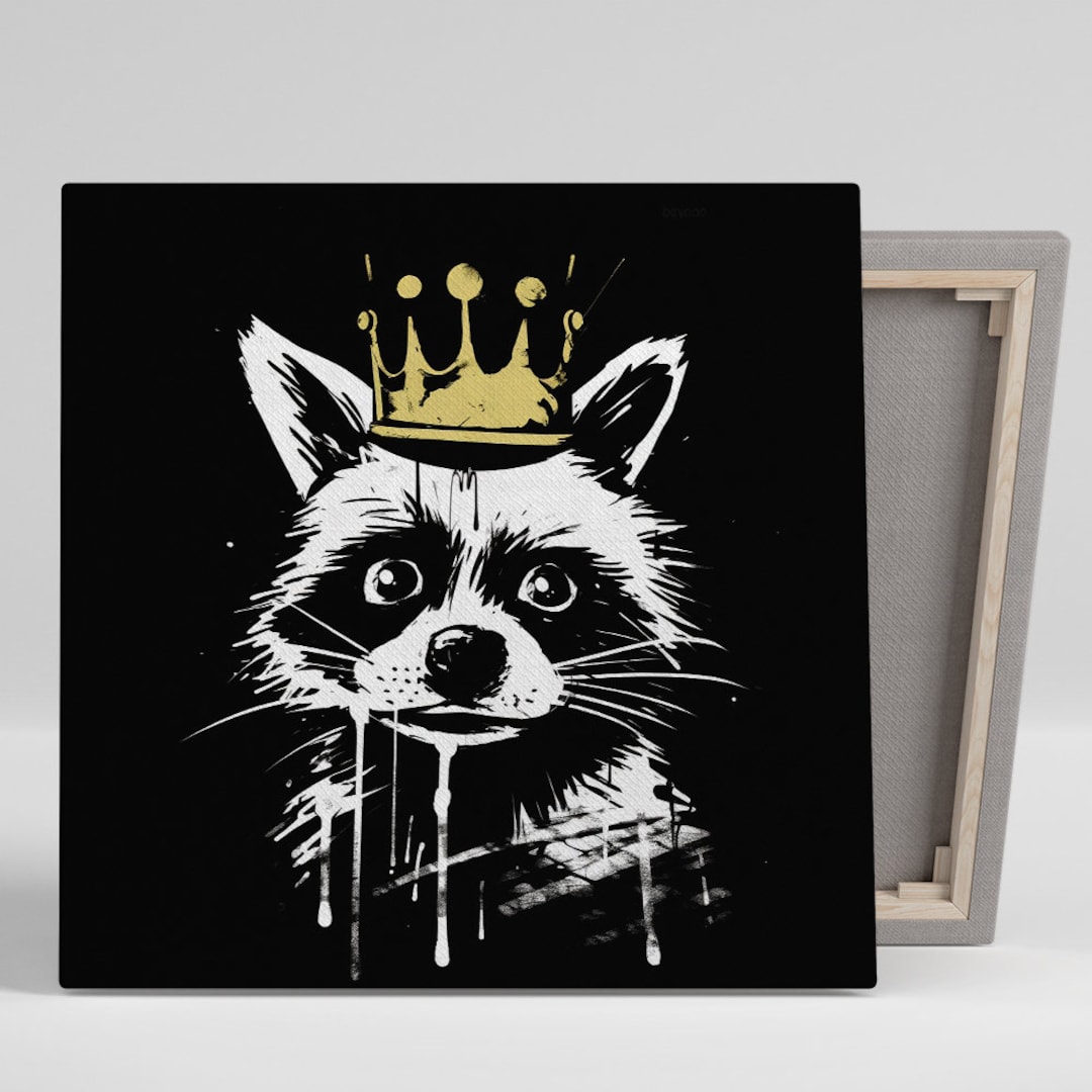 Royal Raccoon Art, Canvas or Poster, Street Pop Modern Decor, Living ...