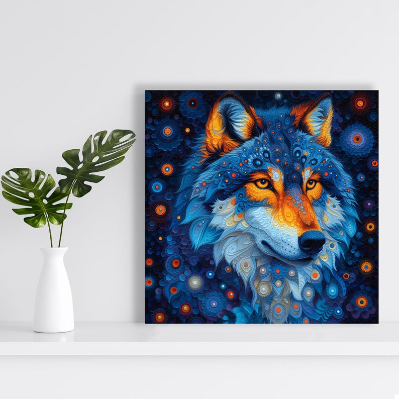 Cosmic Wolf Art, Canvas or Poster, Whimsical Animal Decor, Living Room ...