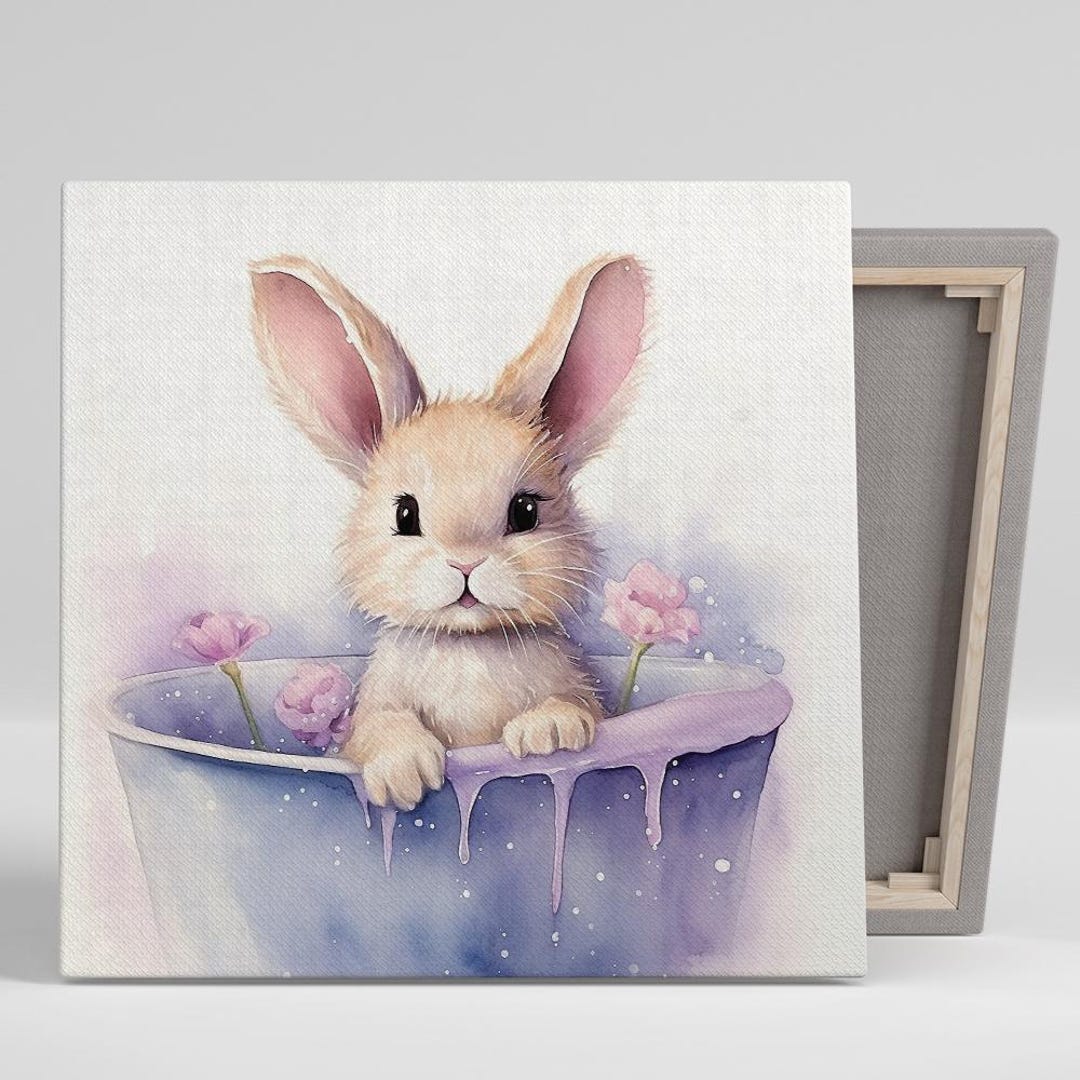 Enchanted Bunny Art, Canvas or Poster, Whimsical Nature Decor, Children ...