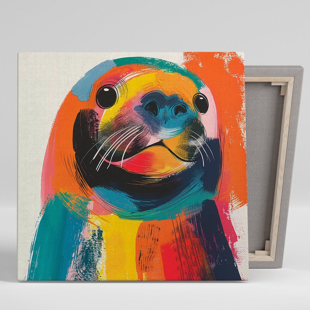 Vibrant Seal Splash Art, Canvas or Poster, Pop Art Contemporary Decor ...