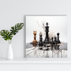 Abstract Chess Art, Canvas or Poster, Minimalistic Art, Chess Art ...