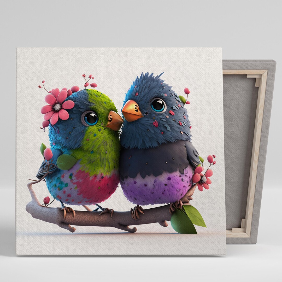 Love Birds Valentines Wall Art, Canvas or Poster ,romantic Wall Decor ...
