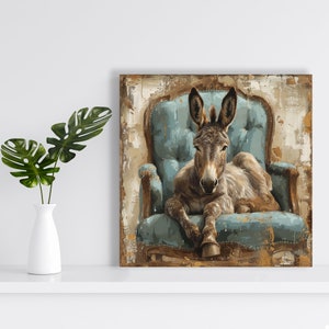 Regal Donkey Repose Art, Canvas or Poster, Animal Farmhouse Decor ...