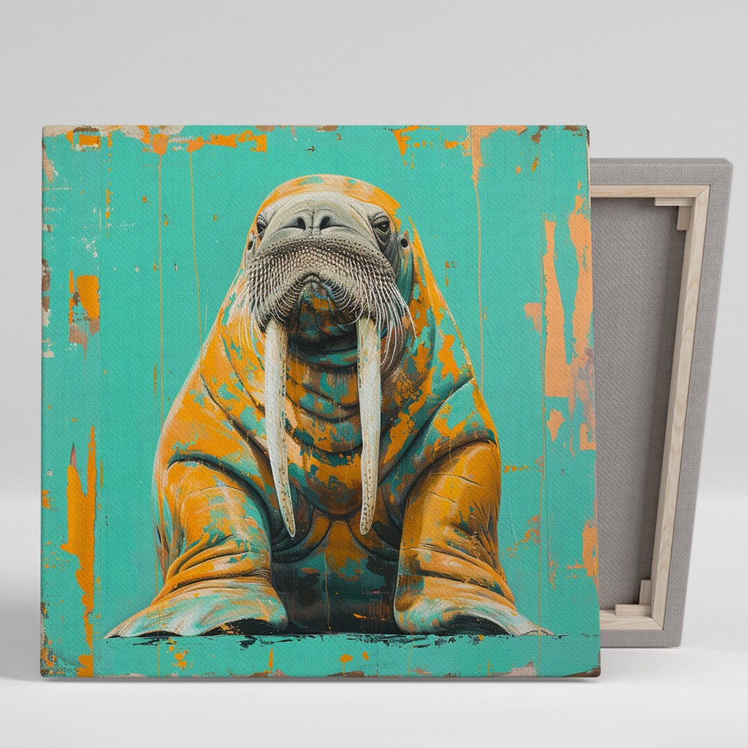 Vibrant Walrus Splash Art, Canvas or Poster, Contemporary Pop Animal ...