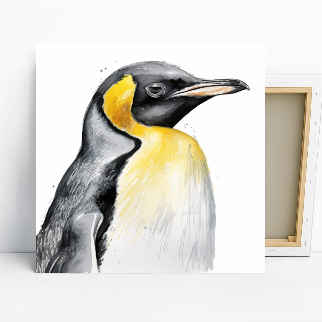 Penguin Art, Canvas or Poster, Contemporary Minimalist Decor, Living ...