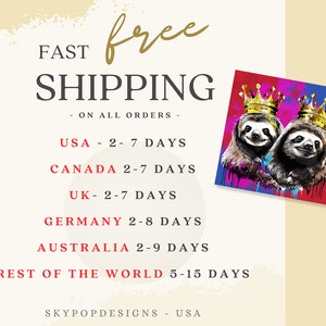 Royal Sloth Duo Art, Canvas or Poster, Pop Animal Whimsical Decor ...
