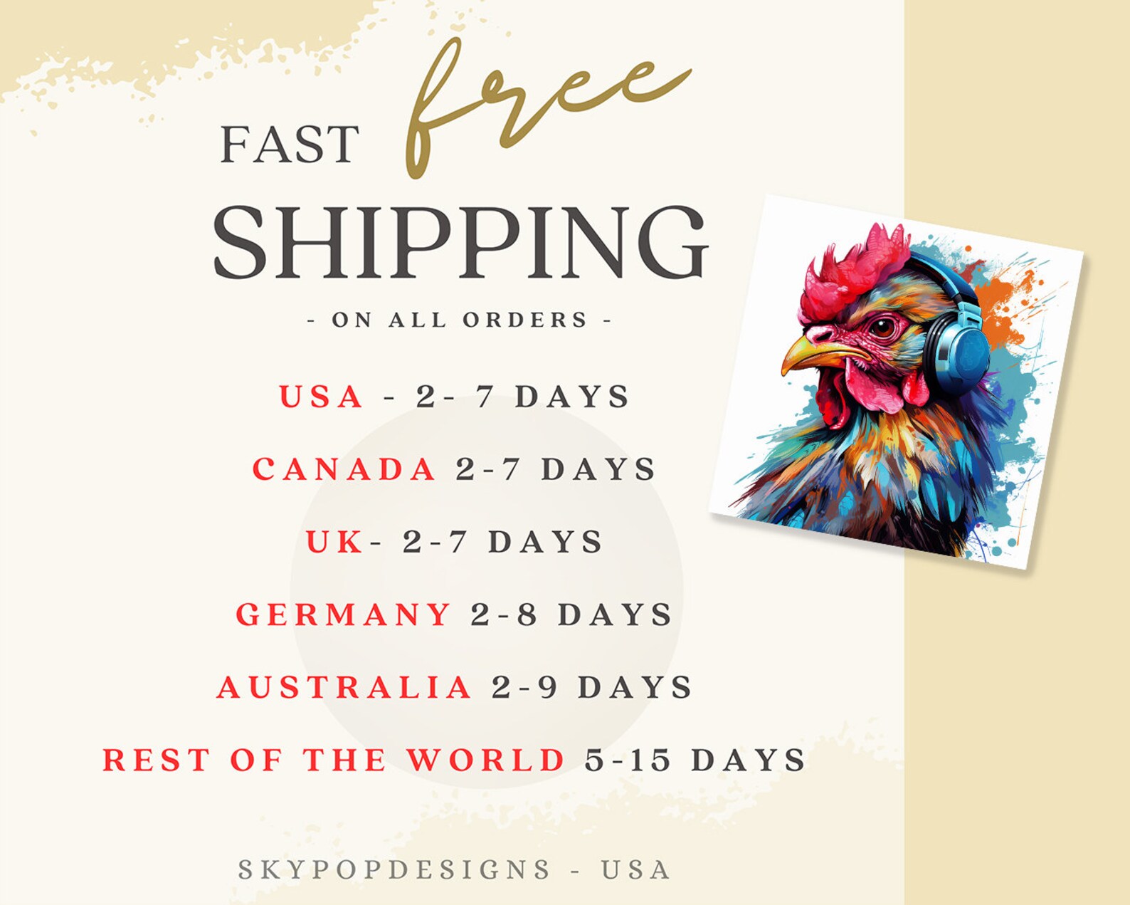 Funky Rooster Beats Art, Canvas or Poster, Pop Art Eclectic Decor ...