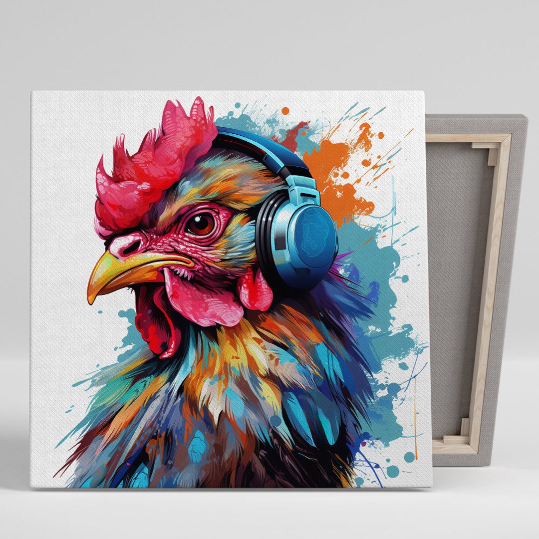 Funky Rooster Beats Art, Canvas or Poster, Pop Art Eclectic Decor ...