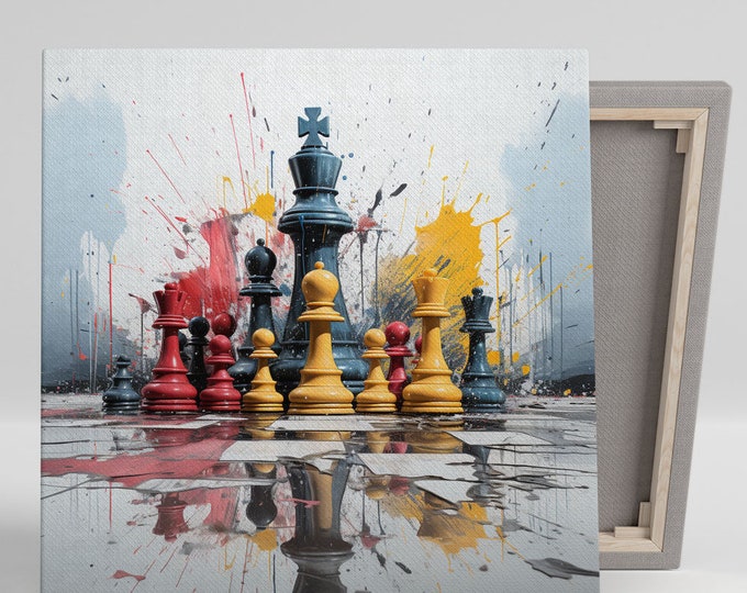 Abstract Chess Art, Canvas or Poster, Minimalistic Art, Chess Art ...