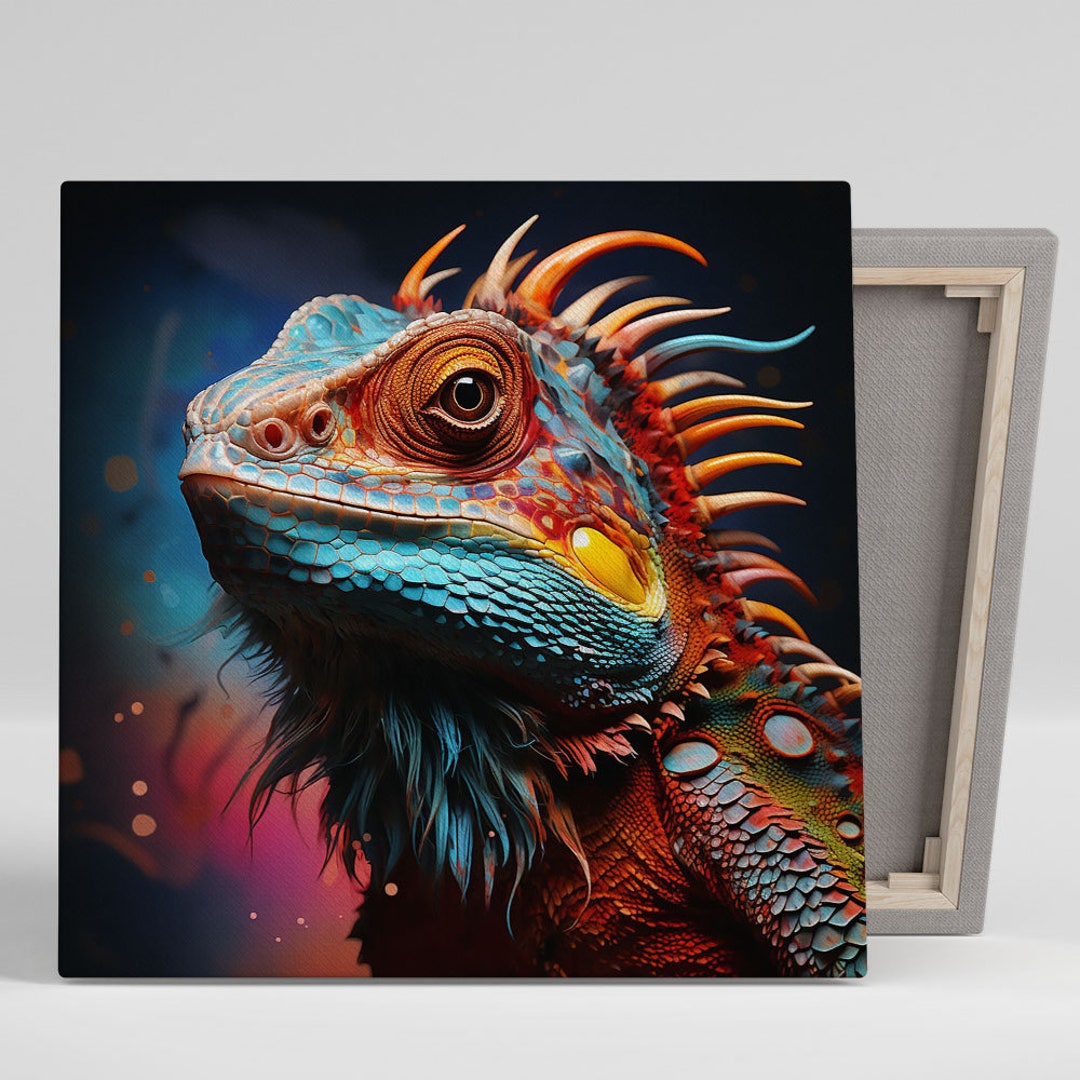 Vibrant Chameleon Wall Art, Canvas or Poster, Chameleon Decor, Animal ...