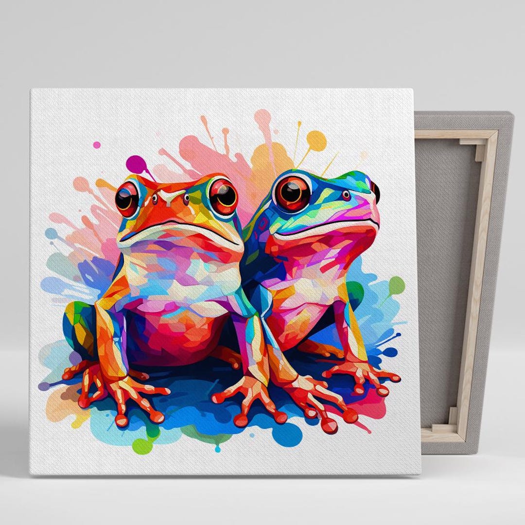 Frog Duo Art, Canvas or Poster, Pop Art Eclectic Decor, Living Room ...