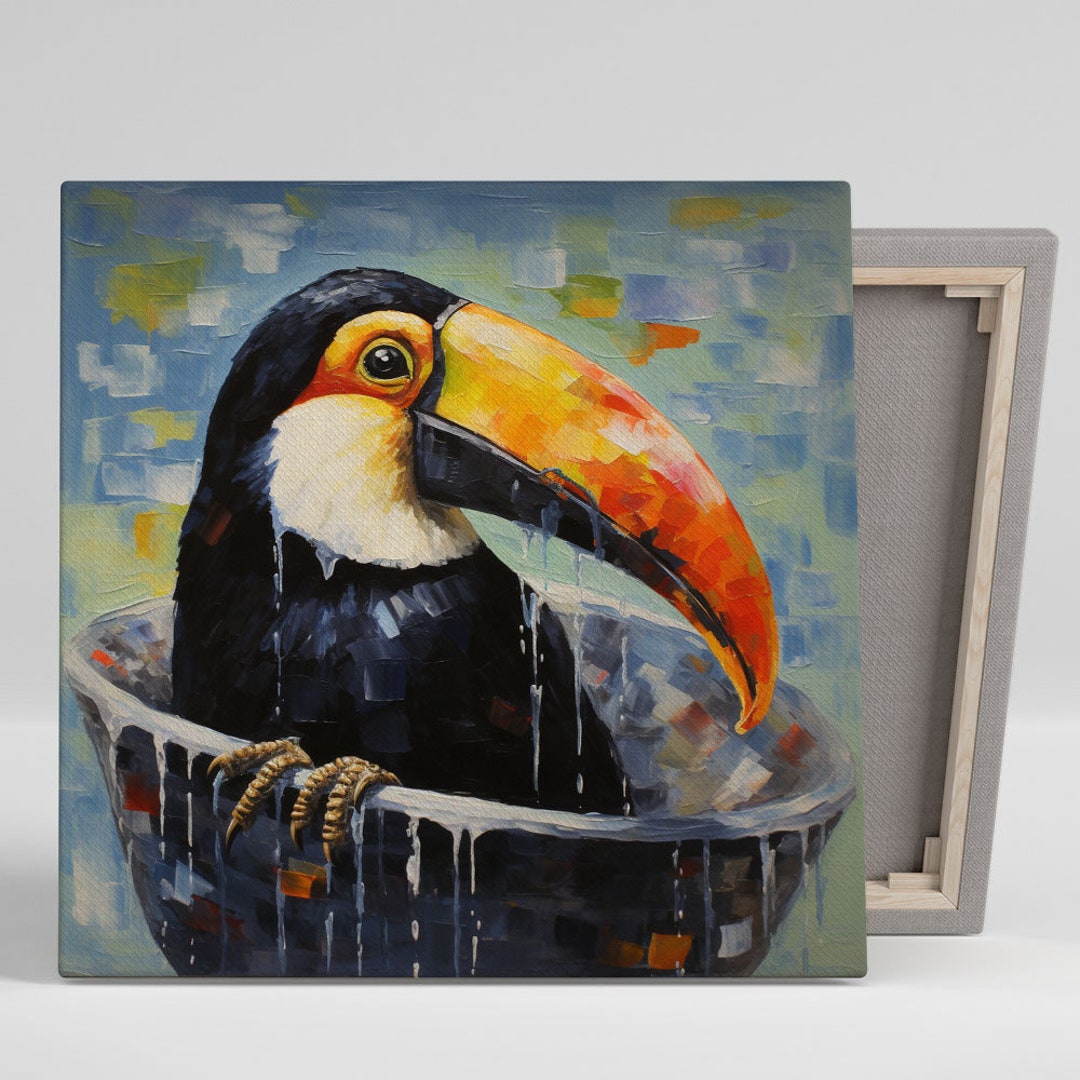 Toucan Bird in Bathtub, Canvas or Poster, Bathroom Wall Art, Toucan Art ...