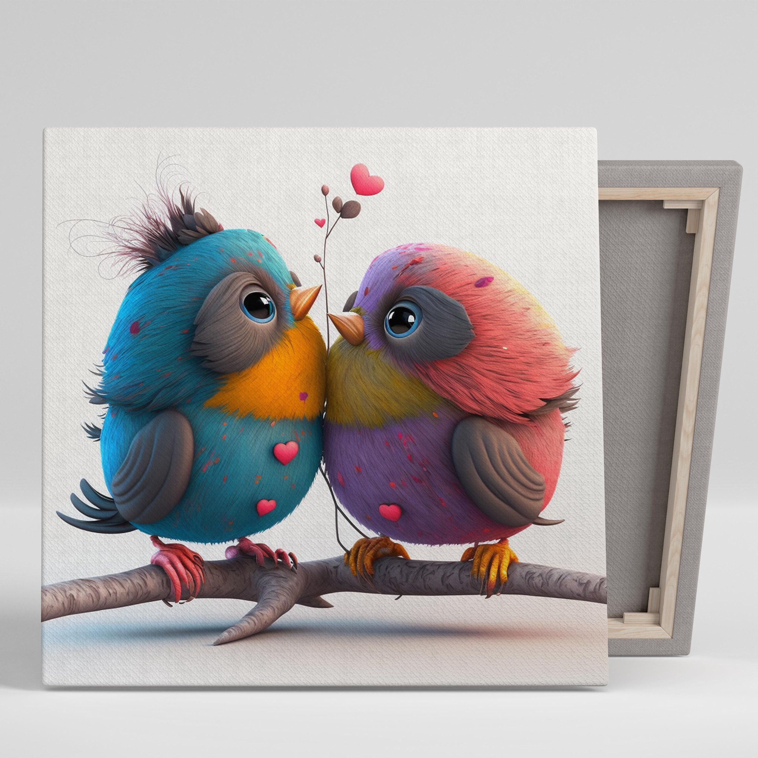Romantic Valentine's Day Lovebirds Art, Canvas or Poster, Lovebirds ...