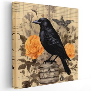 Raven Bird Wall Art, Canvas or Poster, Raven With Golden Background ...