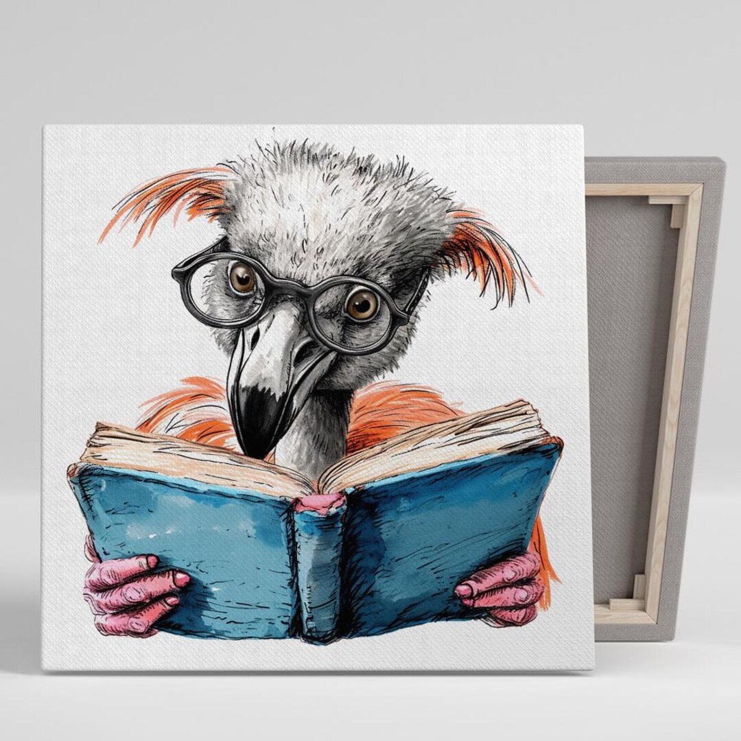 Ostrich Intellectual Art, Canvas or Poster, Whimsical Contemporary ...