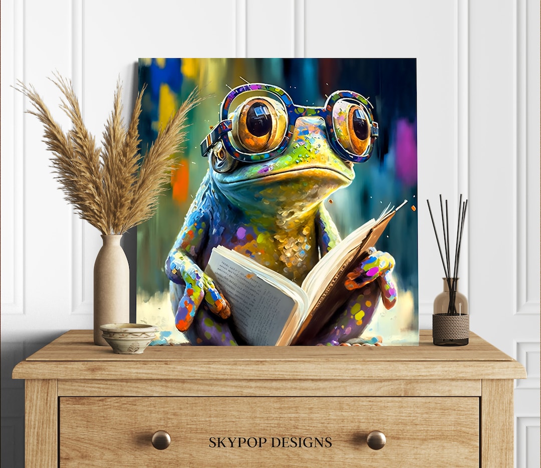 Clever Frog With Glasses Wall Art, Canvas or Poster, for Office Decor ...