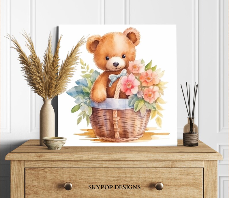 Teddy Bear Art, Canvas or Poster, Whimsical Nursery Decor, Children's ...