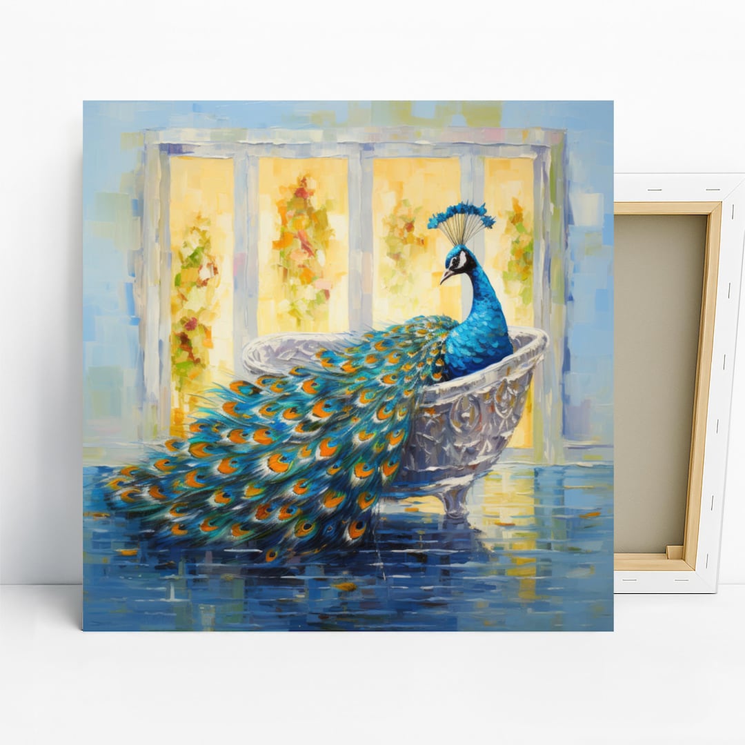 Peacock Art, Canvas or Poster, Contemporary Glam Bohemian Decor, Living ...