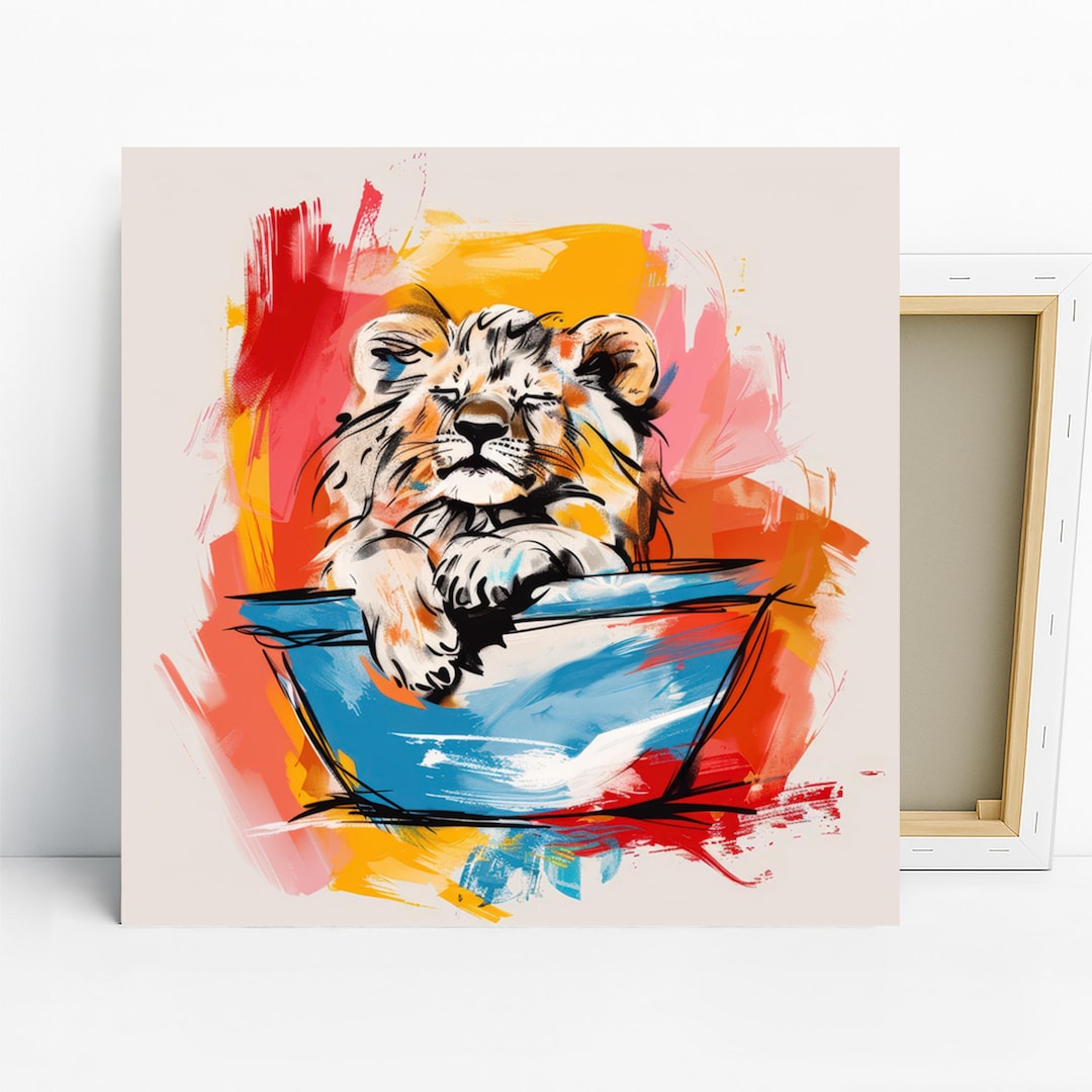 Lion Cub Art, Canvas or Poster, Graffiti Pop Art Modern Decor, Living ...