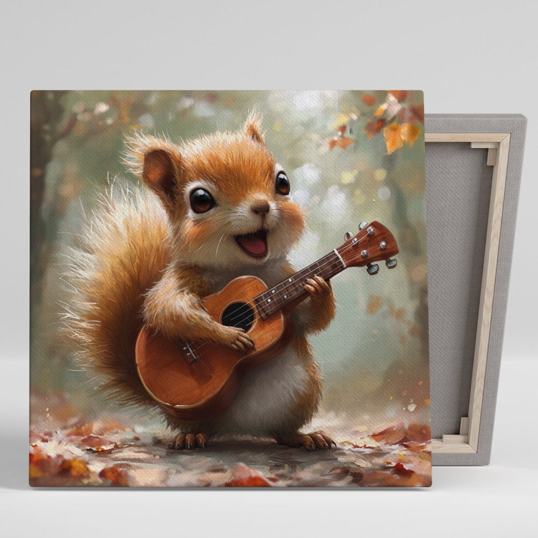 Squirrel Wall Art, Canvas or Poster, Whimsical Nature Decor, Children's ...