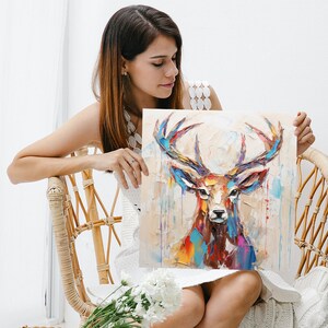 Majestic Stag Spectrum Art, Canvas or Poster, Contemporary Decor ...