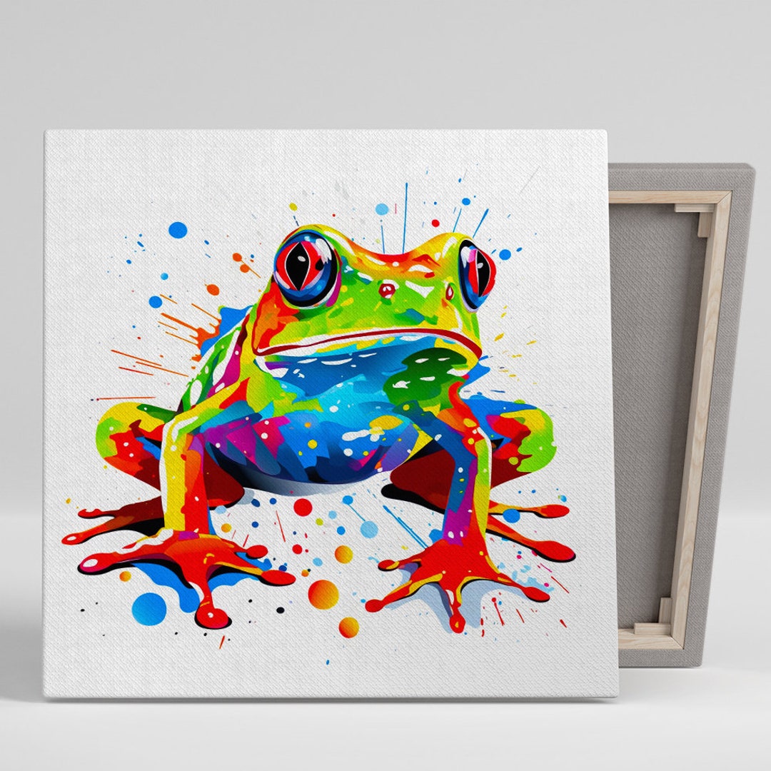 Frog Splash Art, Canvas or Poster, Pop Art Eclectic Decor, Living Room ...