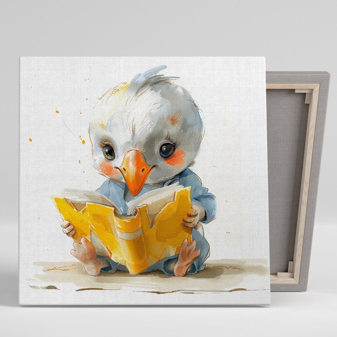 Studious Chick Wall Art, Canvas or Poster, Whimsical Animal Decor ...