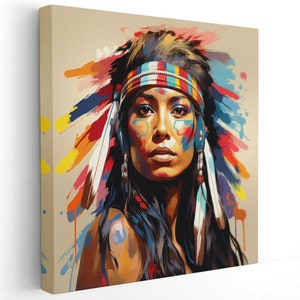 Native Wall Decor, Canvas or Poster, Red Indian Art, Tribal Wall Decor ...