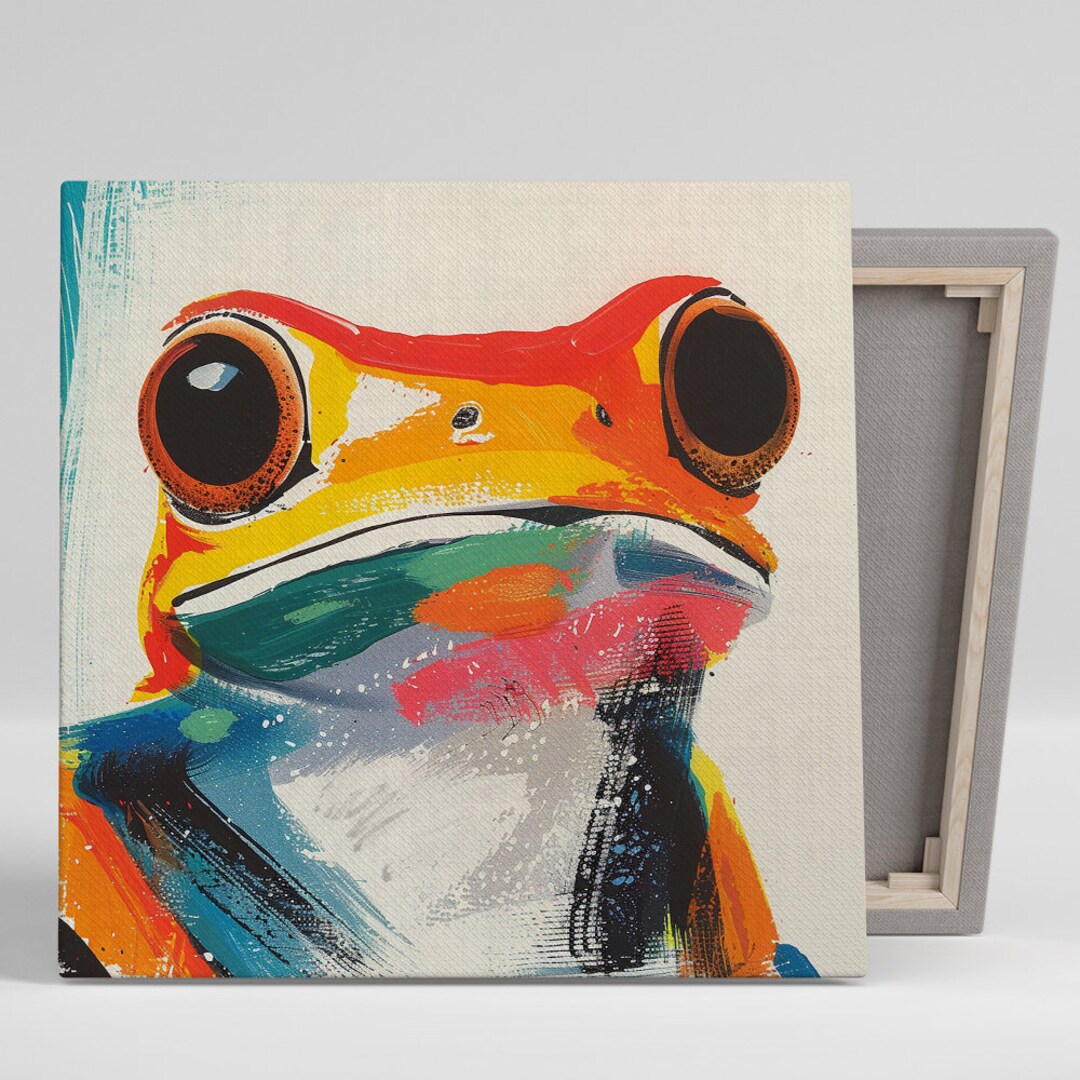 Frog Fusion Art, Canvas or Poster, Contemporary Animal Decor, Vibrant ...