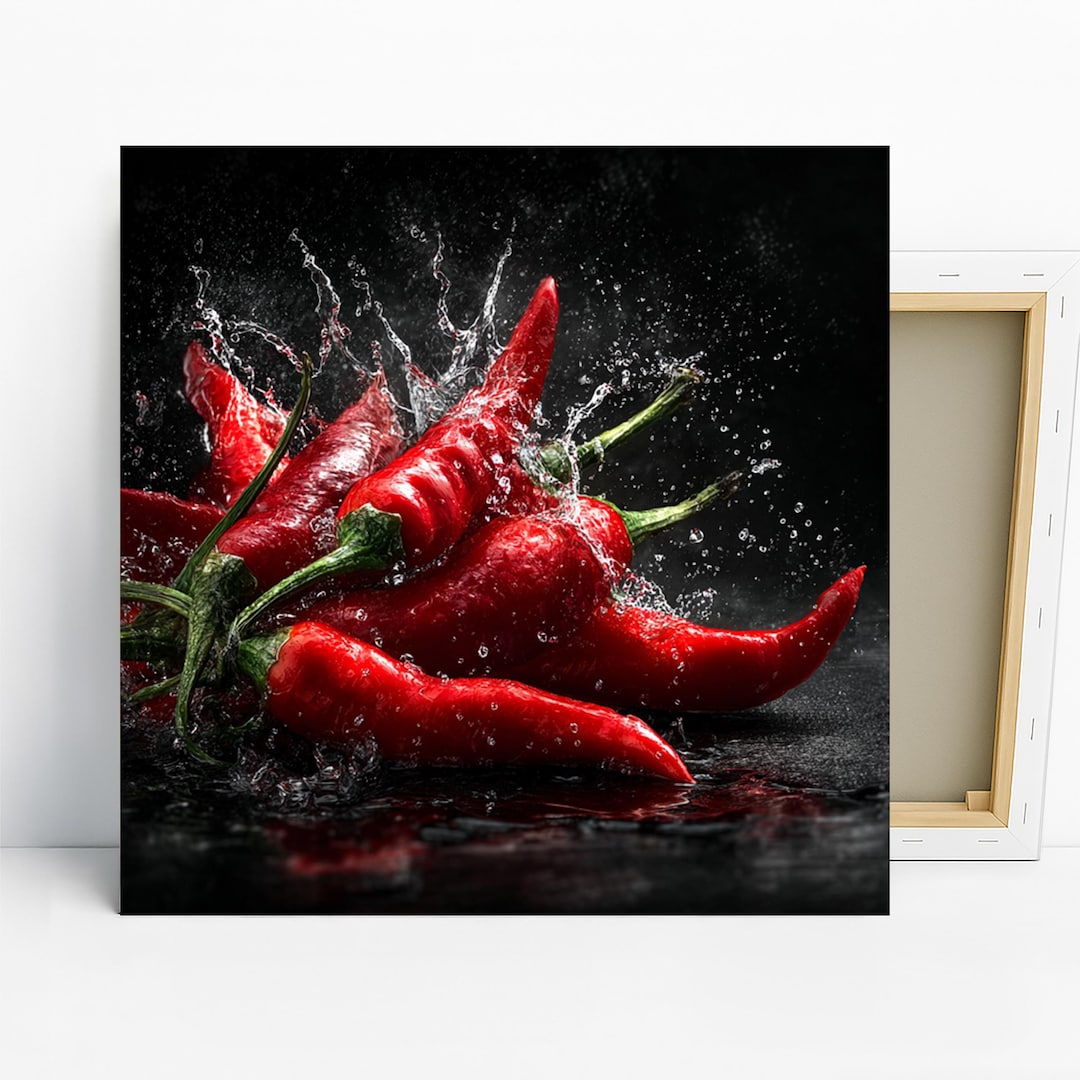 Chili Pepper Art, Canvas or Poster, Modern Minimalist Kitchen Decor ...