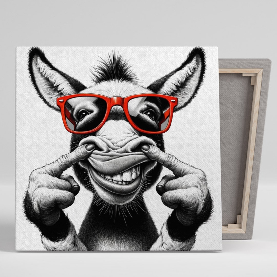 Donkey Teasing Art, Canvas or Poster, Funny Donkey Decor, Donkey ...