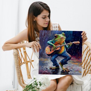Frog Guitar Wall Decor, Canvas or Poster, Animal Music Decor, Amphibian ...