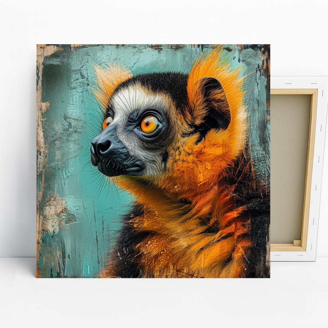 Lemur Art, Poster or Canvas, Abstract Animal Decor, Living Room Bedroom ...
