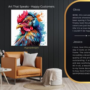 Funky Rooster Beats Art, Canvas or Poster, Pop Art Eclectic Decor, Living Room Office Game Room ...