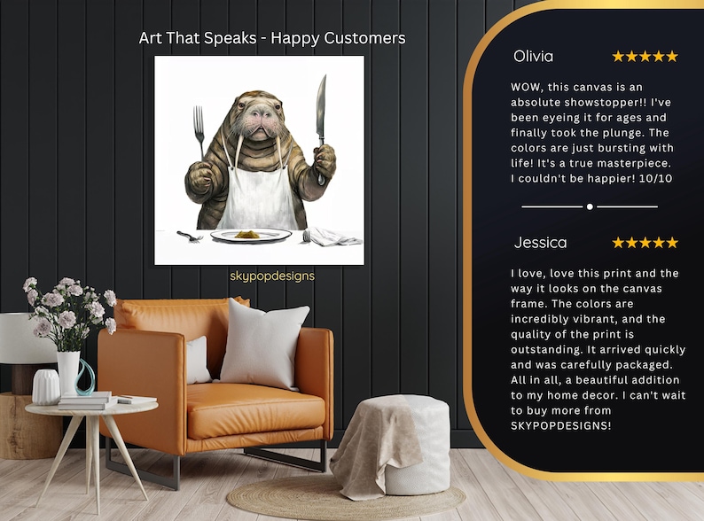 Hungry Walrus Wall Art, Canvas or Poster, Whimsical Contemporary Decor ...