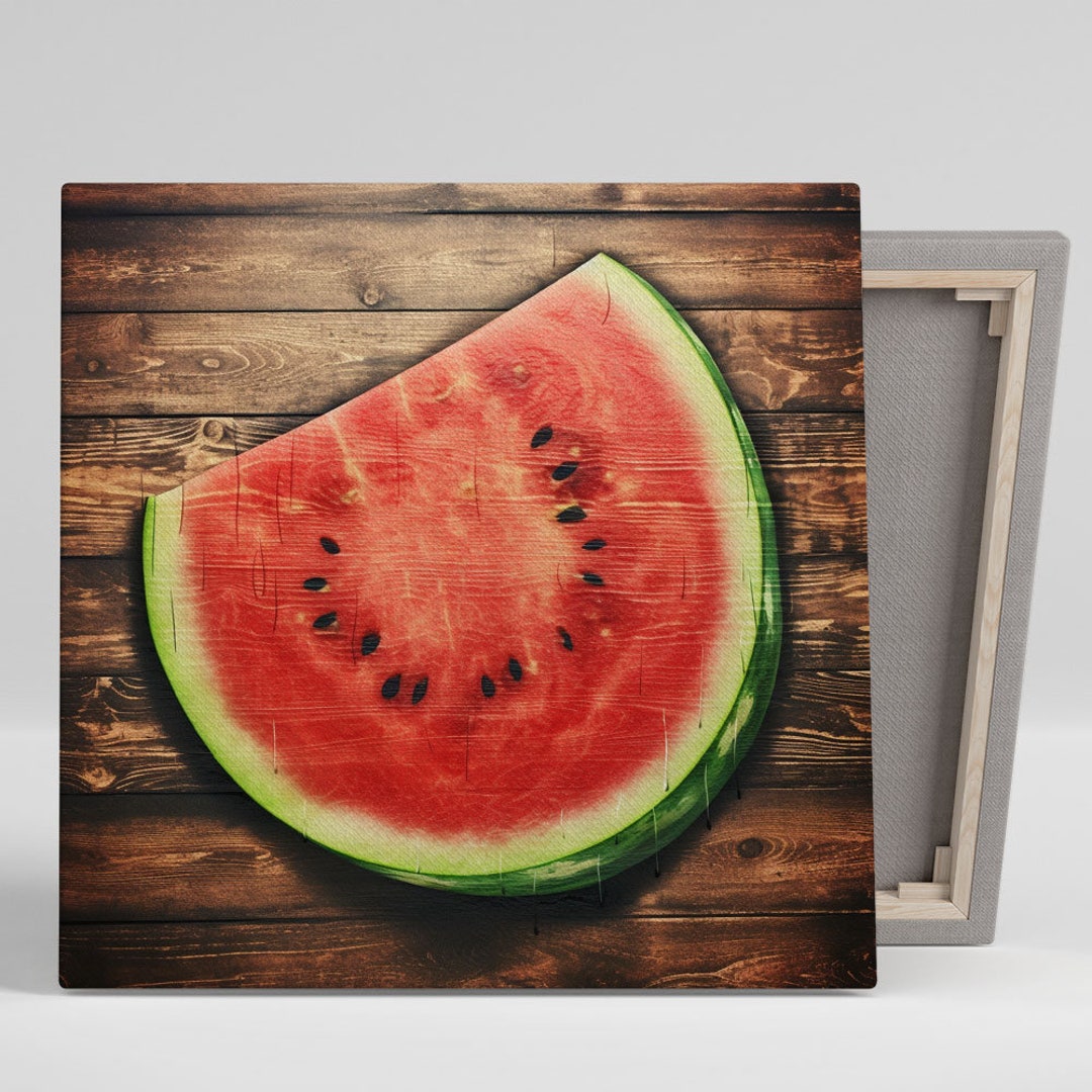 Watermelon Wall Decor, Canvas or Poster, Kitchen Wall Art, Whimsical ...
