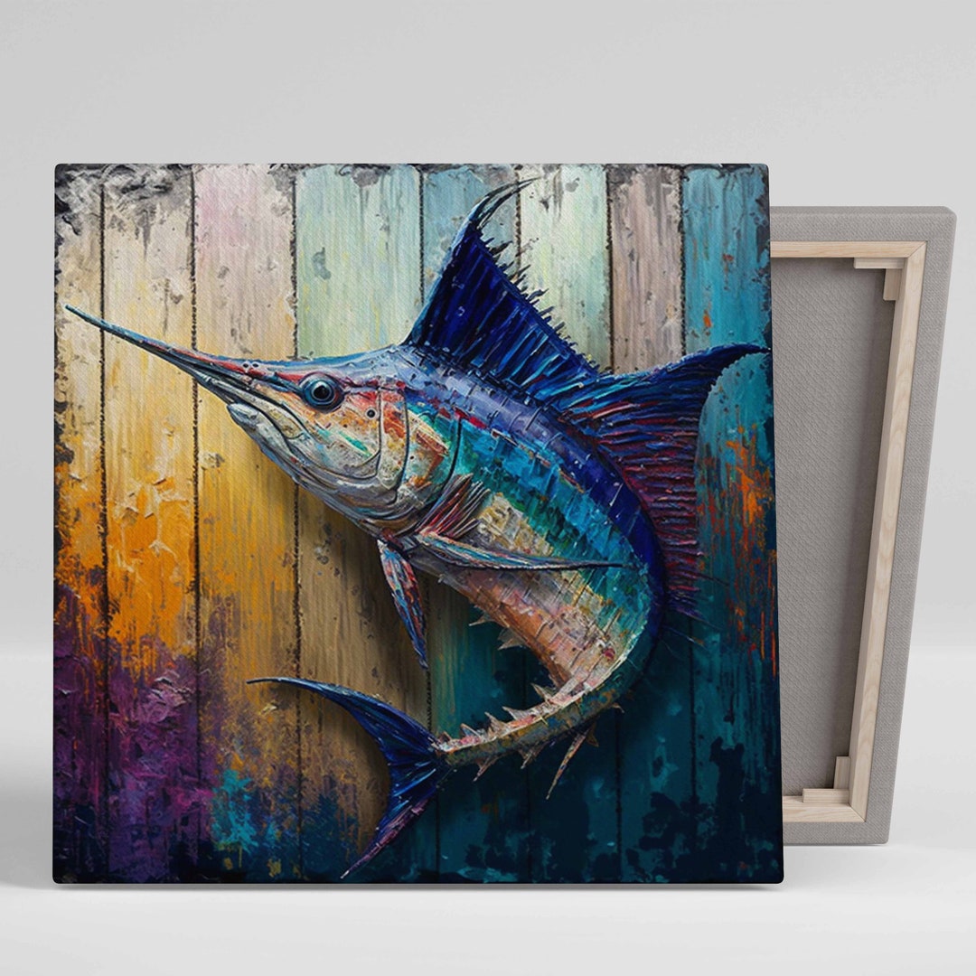Sword Fish Wall Art, Canvas or Poster, Ocean-inspired Home Decor ...