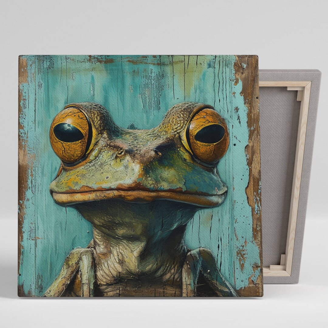 Frog Art, Canvas or Poster, Whimsical Rustic Bohemian Decor, Living ...
