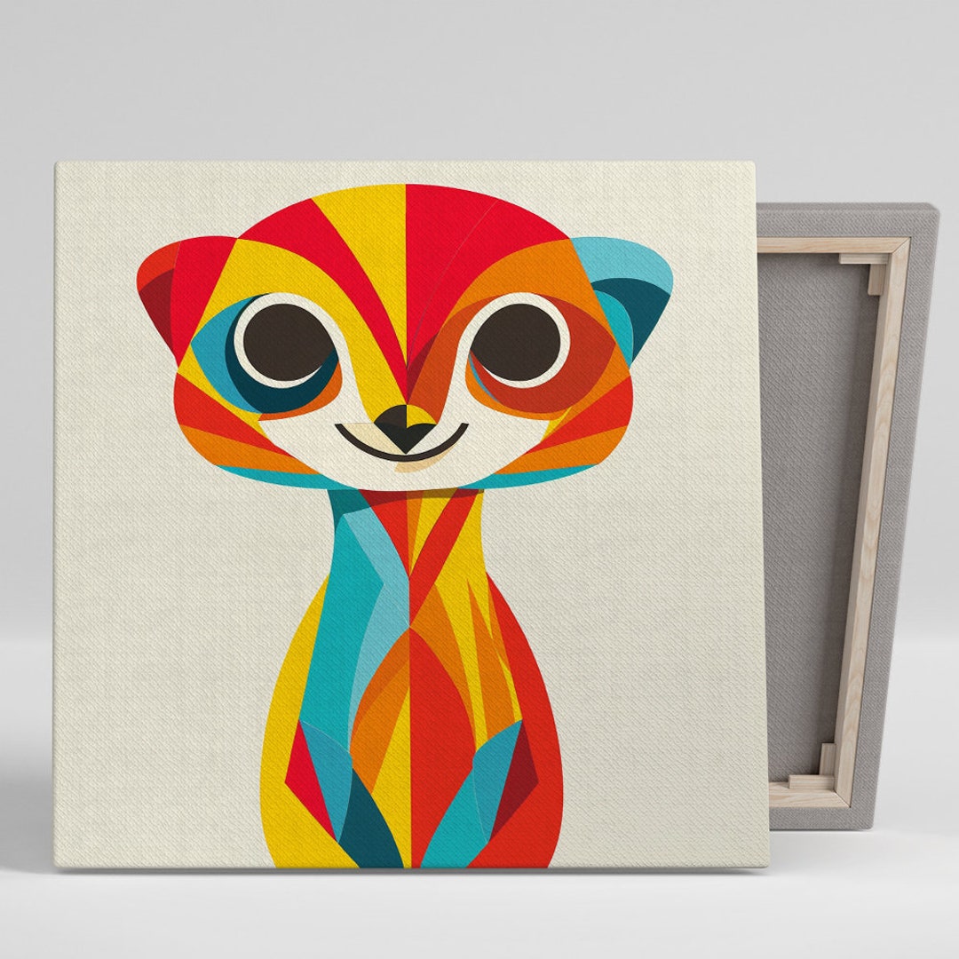 Geometric Feline Fusion Art, Canvas or Poster, Pop Whimsical Animal ...