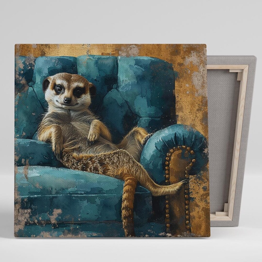 Meerkat Wall Art, Canvas or Poster, Whimsical Bohemian Glam Decor ...