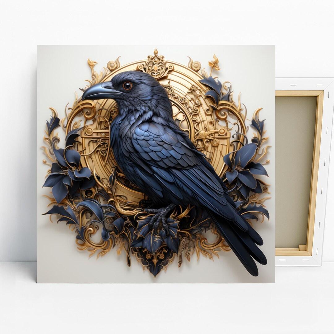 Raven Art, Canvas or Poster, Abstract Glam Decor, Living Room Entryway ...