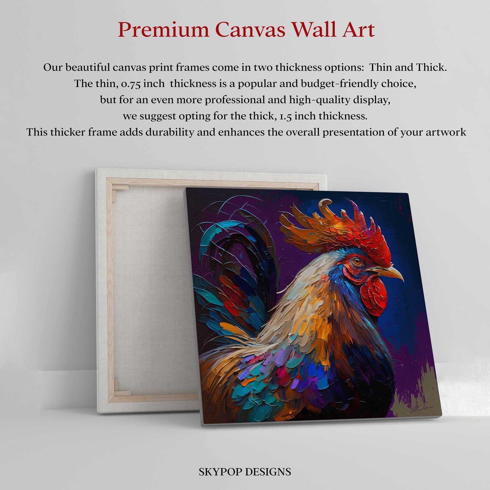 Rooster Farmhouse Wall Art, Canvas or Poster, Home Decor for Any Room ...