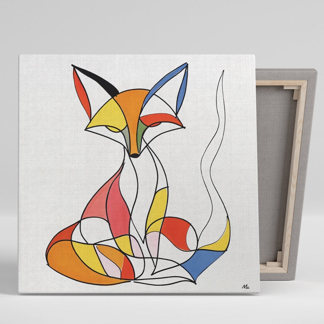 Geometric Fox Fusion Wall Art, Canvas or Poster, Abstract Contemporary ...