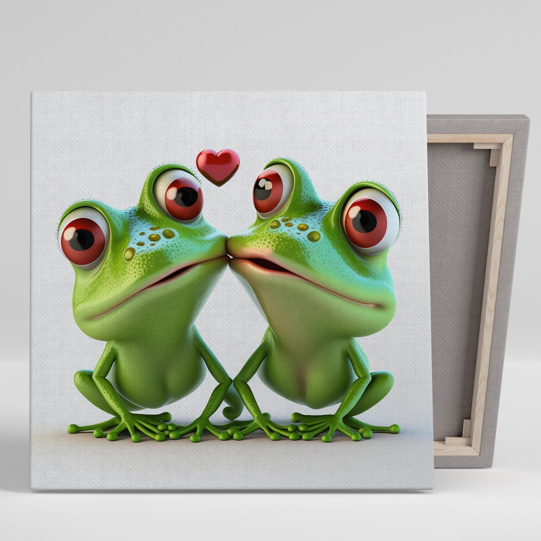 Sweet Frog Valentines Wall Art, Canvas or Poster, Frog Decor, Frog Wall ...
