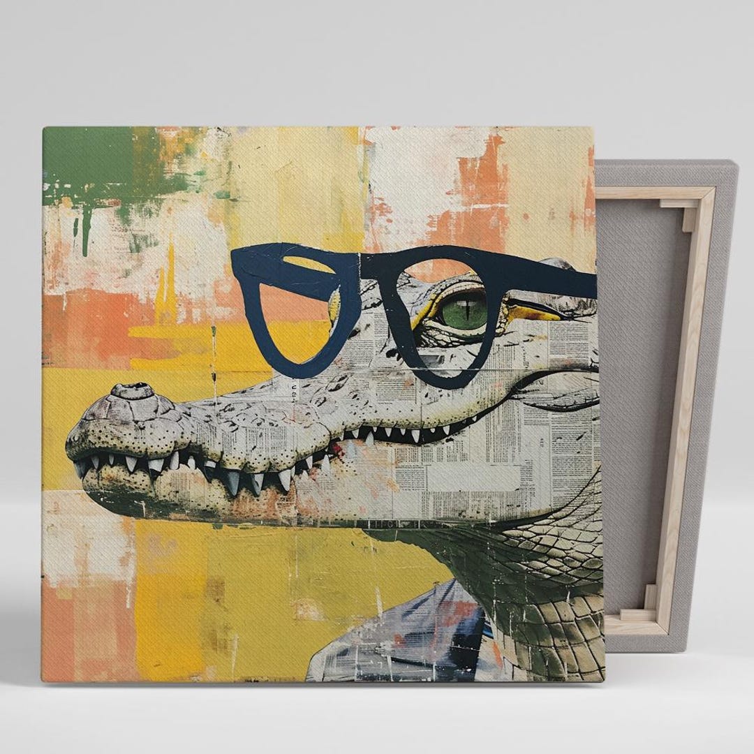 Spectacled Croc Chic Art, Canvas or Poster, Pop Street Art Decor ...