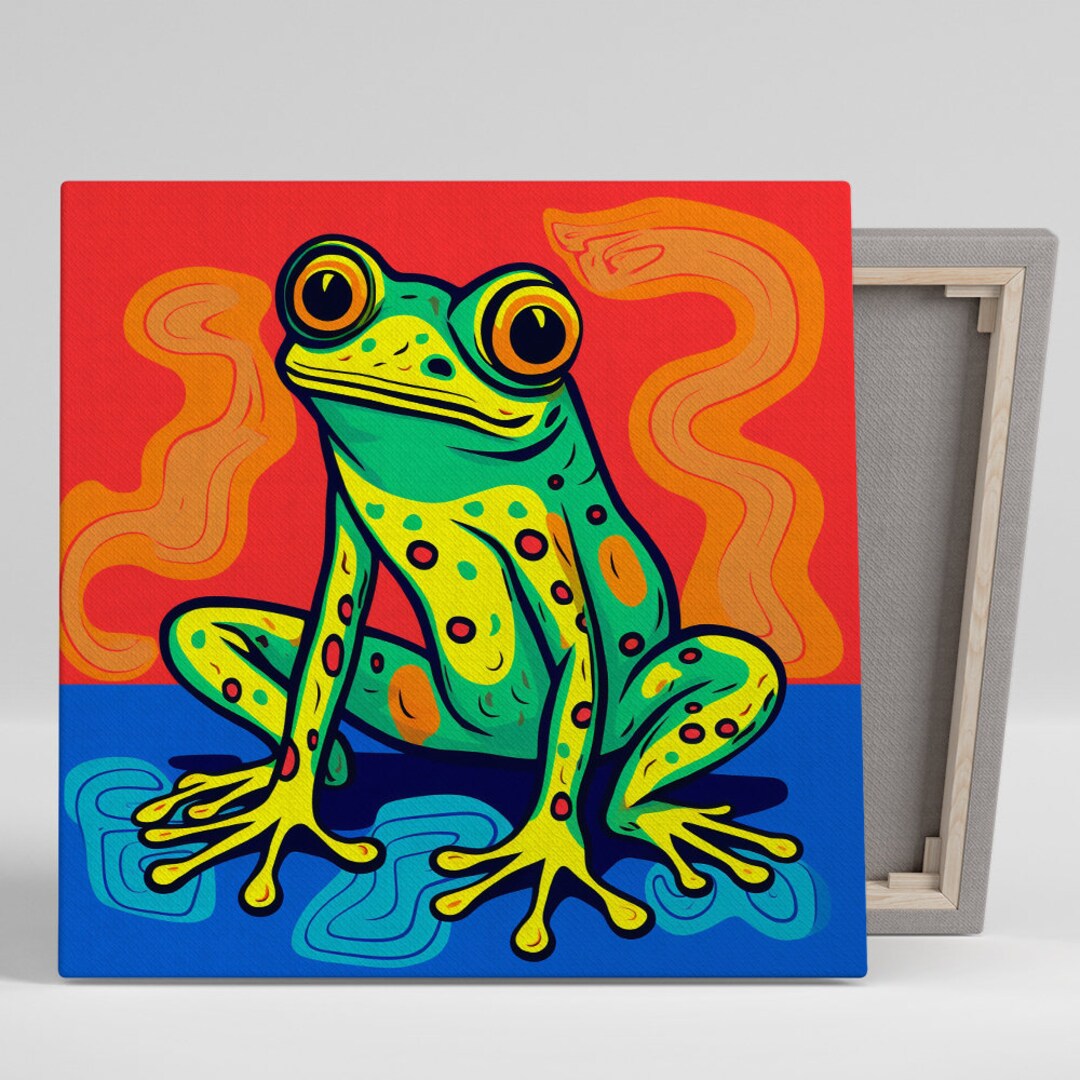 Frog Fusion Wall Art, Canvas or Poster, Whimsical Pop Art Decor, Living ...