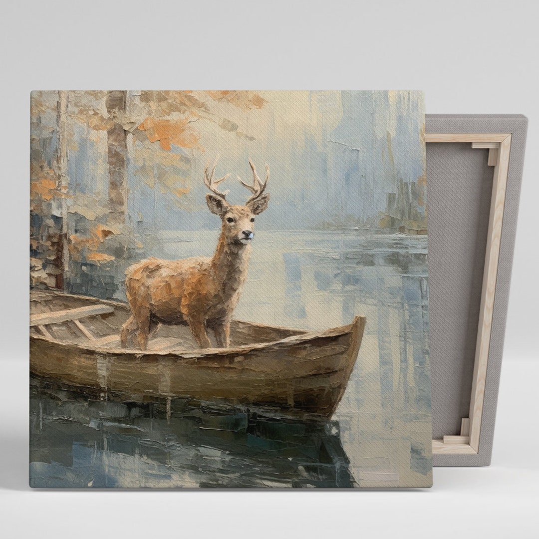 Surreal Deer Voyage Art, Canvas or Poster, Animal Nature Decor, Living ...